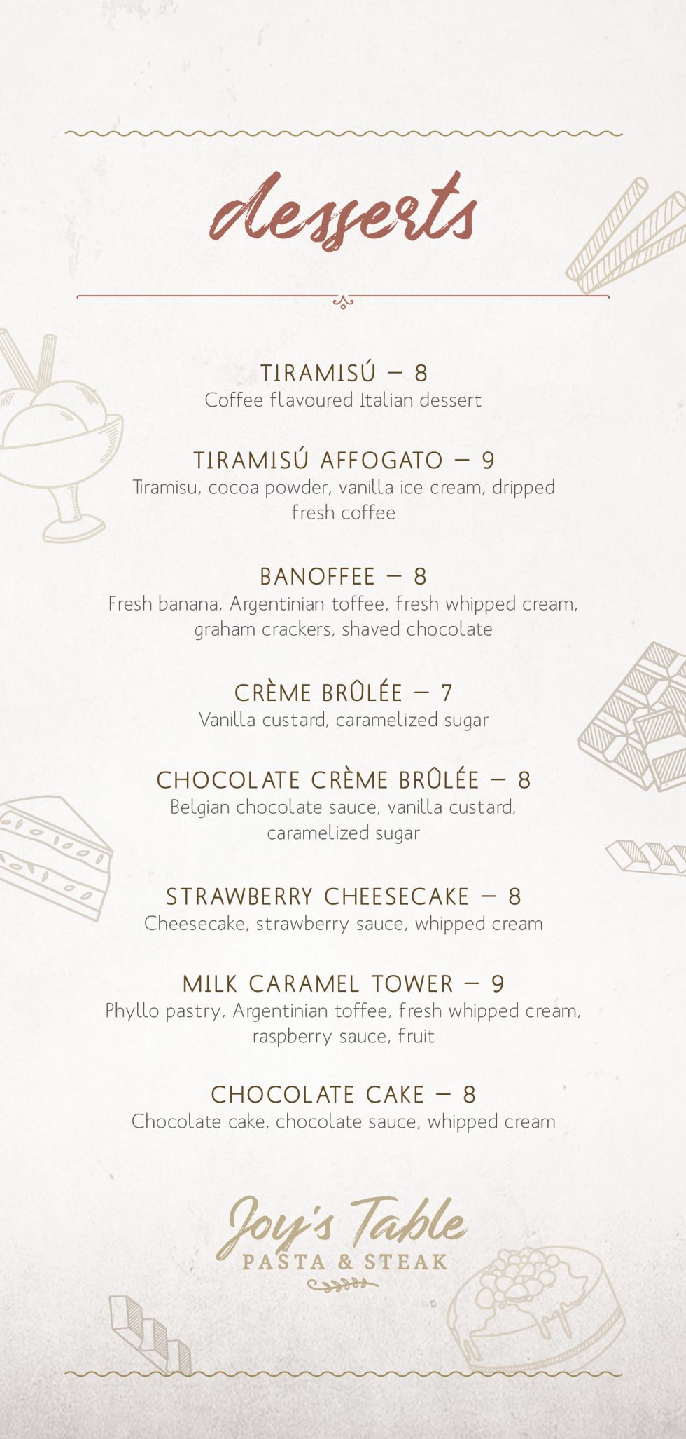 Menu | Joy's Table